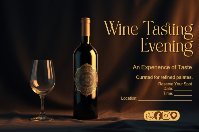 Dark Luxury Wine Tasting Poster for Elegant Events Template | PosterMyWall