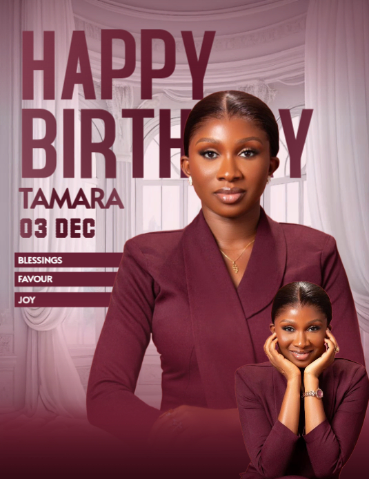 Dark maroon Happy birthday flyer Template | PosterMyWall