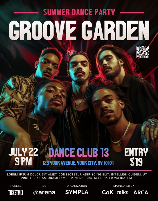 Dark Modern Groove Garden Summer Dance Party Template | PosterMyWall