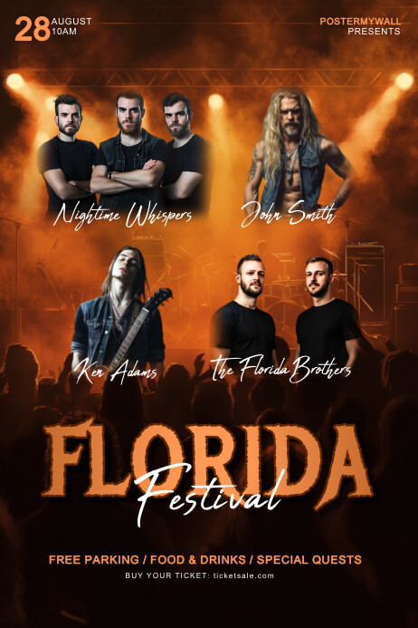 dark orange Collage Rock Concert Poster Template | PosterMyWall