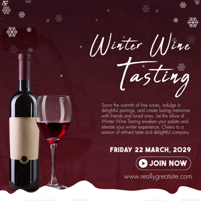 Plantilla de Dark Red And White Modern Winter Wine Tasting | PosterMyWall