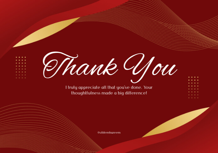 Dark Red and Yellow Modern Thank You Card Template | PosterMyWall