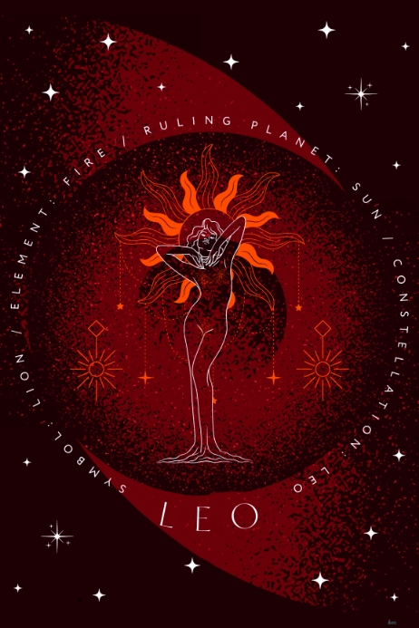 Copy of Dark Red Elegant Leo Poster Portrait | PosterMyWall