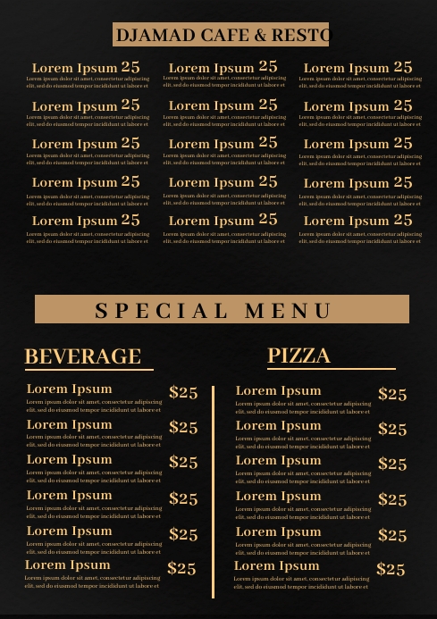 Dark Restaurant Menu Template | PosterMyWall