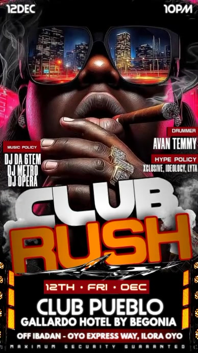 Dark Rush Nightclub Takeover Event Template | PosterMyWall