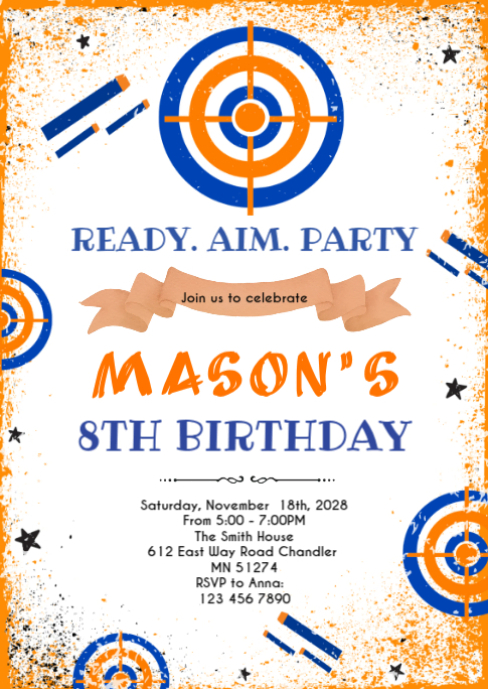 Copy of Dart gun party invitation | PosterMyWall