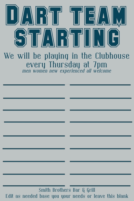 Copy of Dart Team Sign-Up Sheet | PosterMyWall