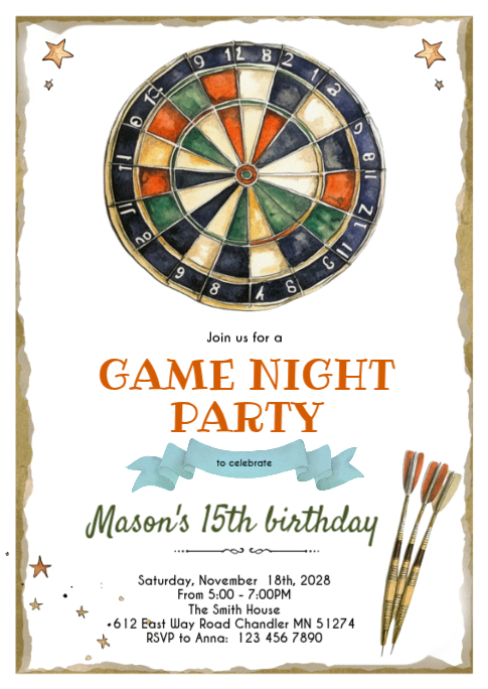 Darts Birthday Invitation Template | PosterMyWall