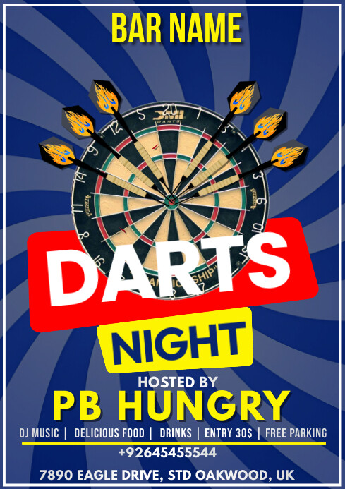 Plantilla de DARTS NIGHT POSTER FLYER EDITABBLE | PosterMyWall