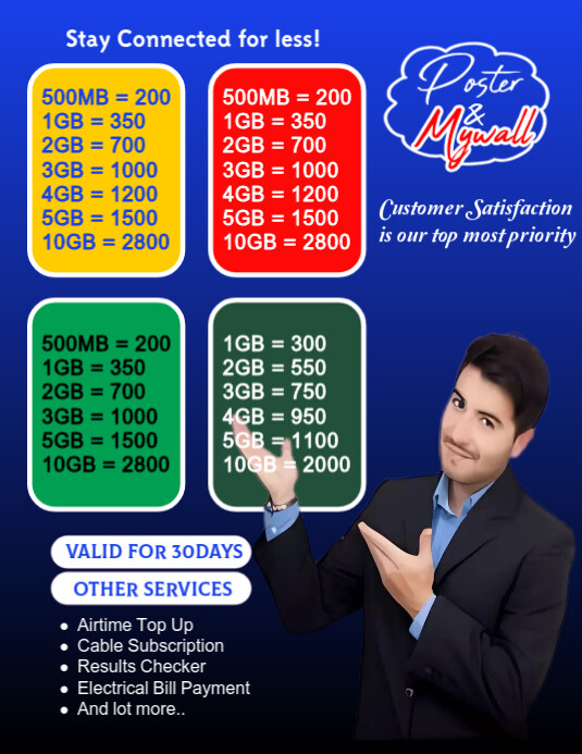 Copy of Data, Recharge card airtime design flyer | PosterMyWall