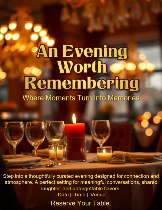 Date Night Flyer Template – Romantic Dining Experience | PosterMyWall