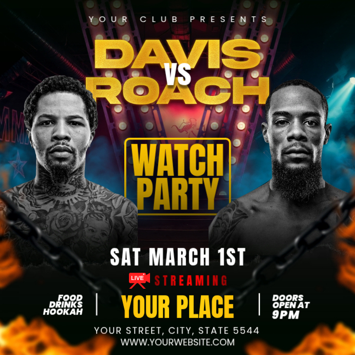 Plantilla de Davis vs Roach Fight night | PosterMyWall
