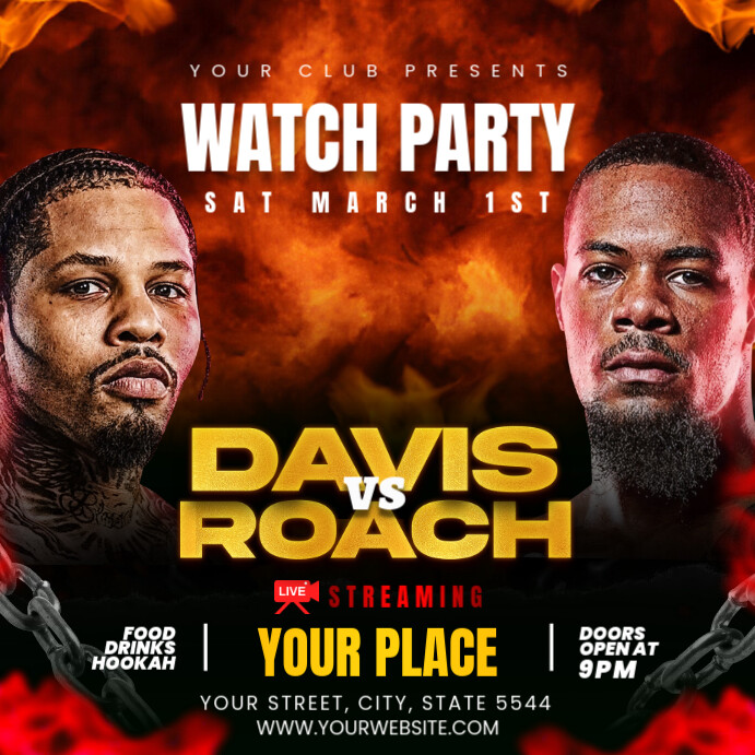 Davis vs Roach flyer Template | PosterMyWall