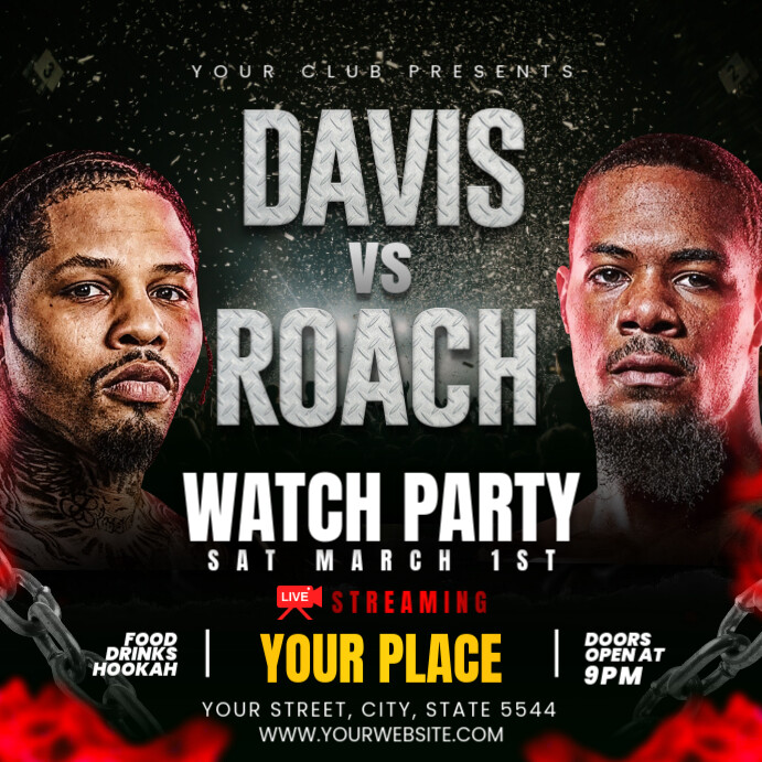 Davis vs Roach flyer Template | PosterMyWall