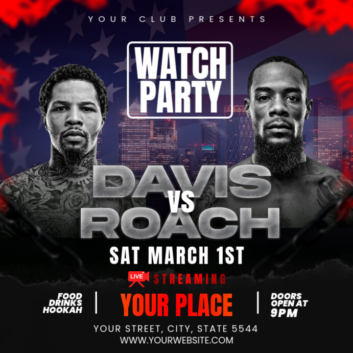 Davis vs Roach flyer Template | PosterMyWall