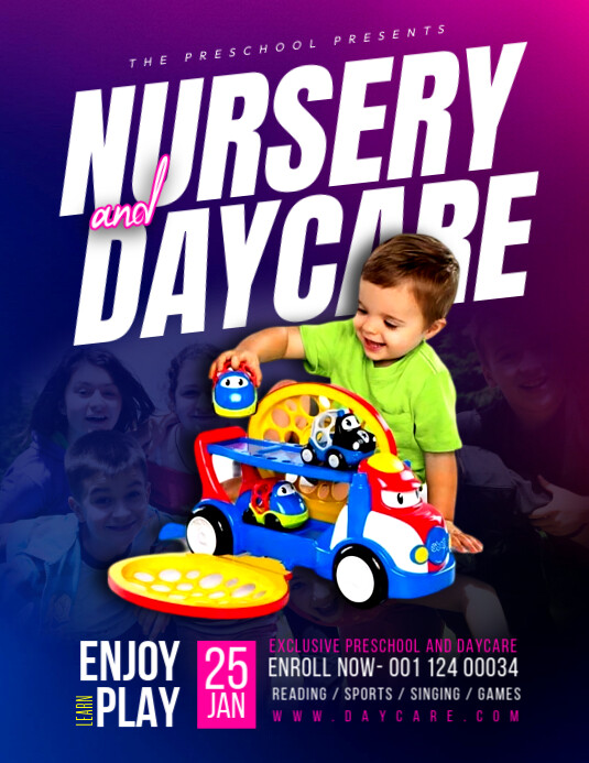 Copy of Daycare and nursery play group childcare center advertisement ...