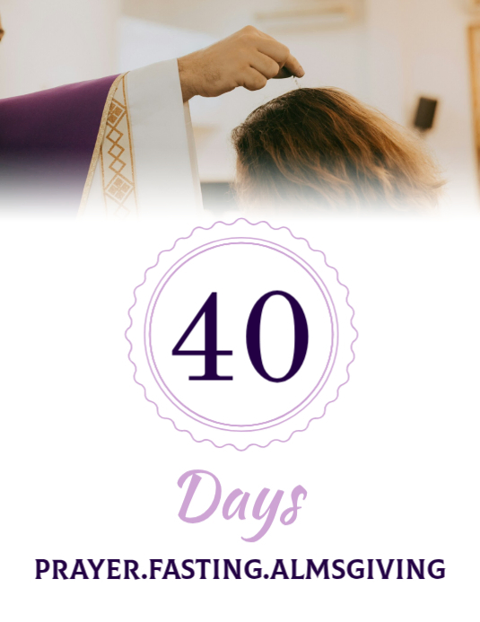 Days of Lent Fasting Prayers Editable Countdown Easter Ash Wednesday ...
