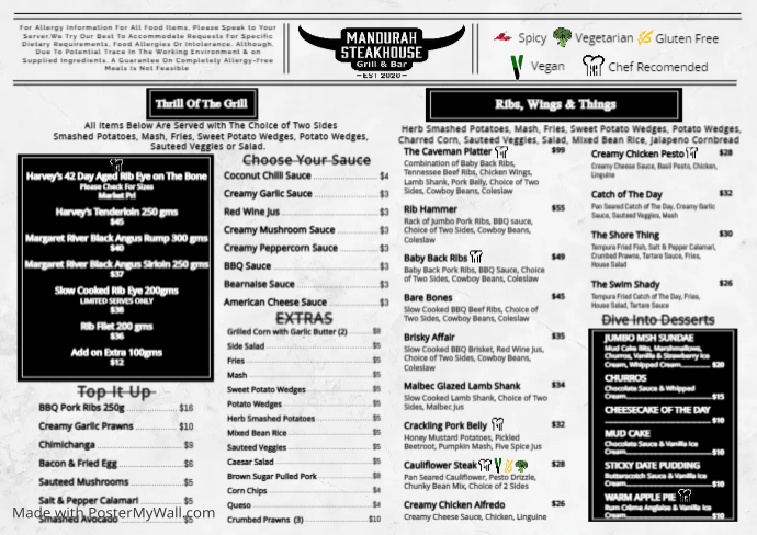 Marble Food Menu Flyer Templates | PosterMyWall