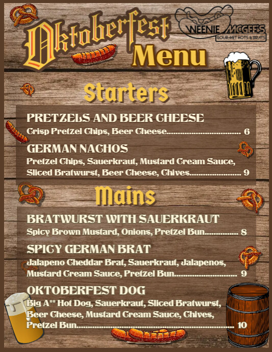 Oktoberfest Menu Card Template (1) | PosterMyWall