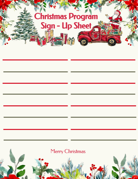 Christmas Volunteer Sign-Up List | PosterMyWall