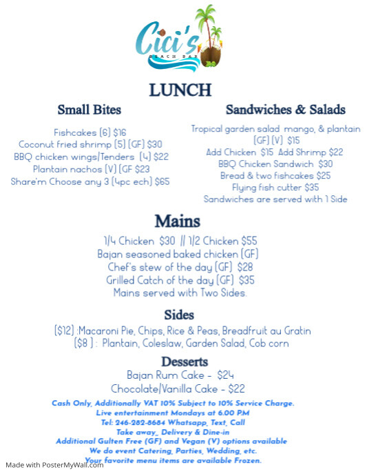 Lunch-Cicis summer Menu (2) | PosterMyWall