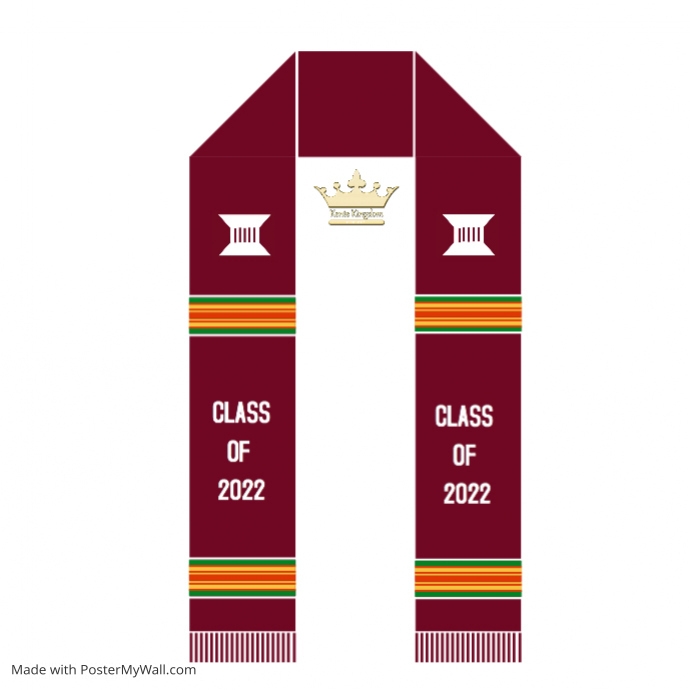 Burgundy class of 2022 graduation stole | PosterMyWall
