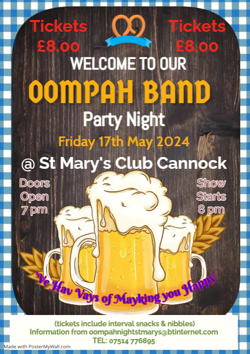 Oompah Night 17th May 2024 | PosterMyWall