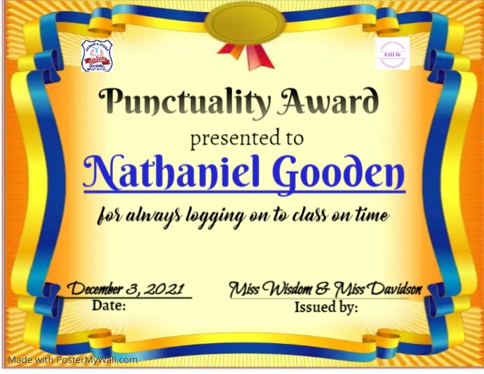 Copy of Punctuality Award | PosterMyWall