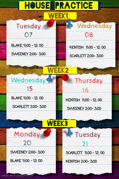 Weekly Schedule Poster Template | PosterMyWall