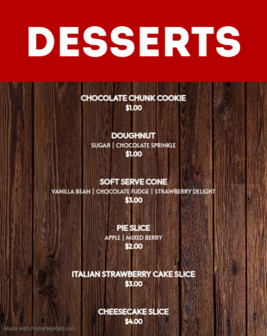 Roni'sMenu(5) | PosterMyWall