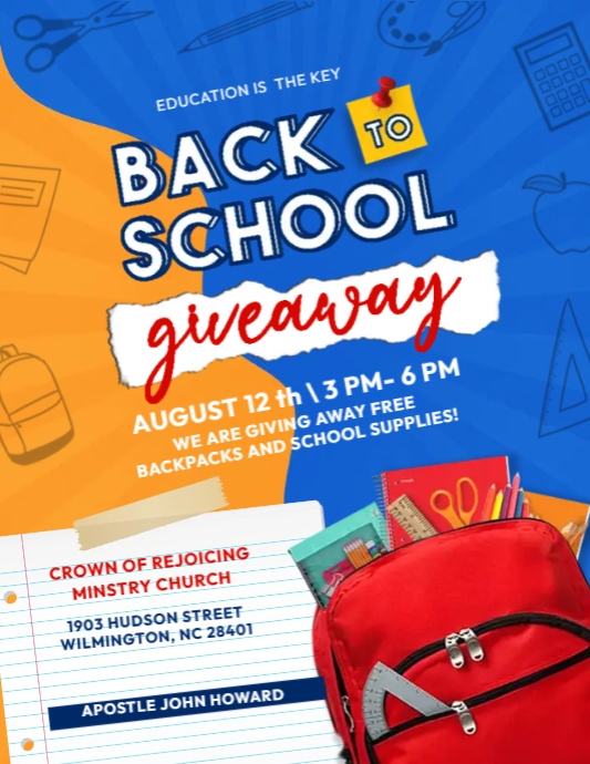 Copy of Back To School Supply Giveaway Flyer | PosterMyWall