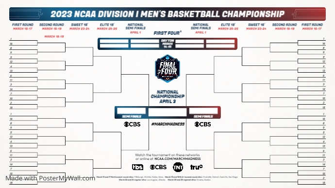 March Madness Bracket Schedule Template | PosterMyWall