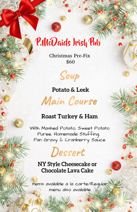 new year menu, christmas menu, menu | PosterMyWall