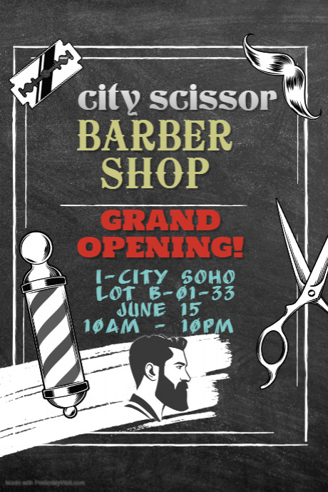 Copy of Copy of Barber Shop Grand Opening Flyer Poster | PosterMyWall