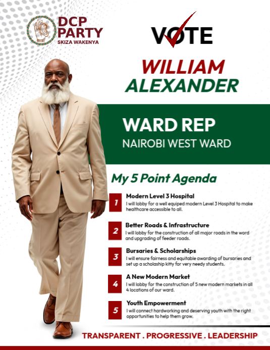 DCP party Kenya Campaign Manifesto Template | PosterMyWall