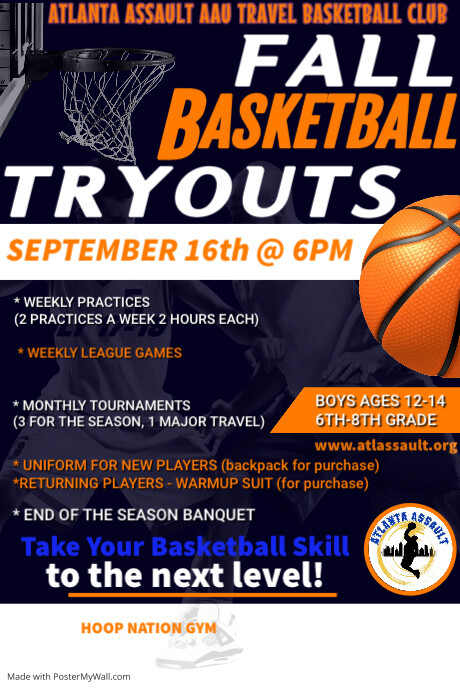 basketball tryouts flyer | PosterMyWall