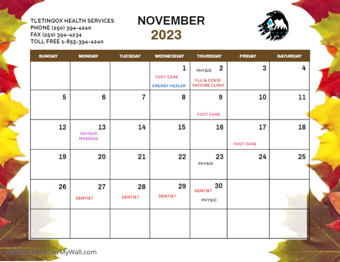 Copy of November 2023 Monthly Events Calendar | PosterMyWall