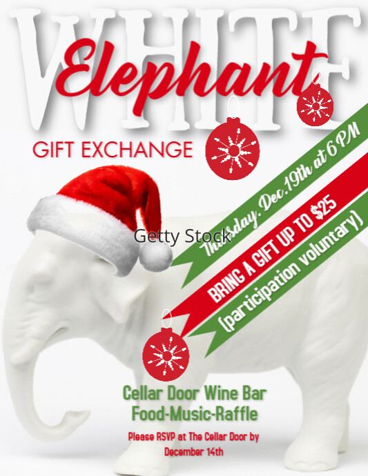 White Elephant Gift Exchange Flyer Template | PosterMyWall