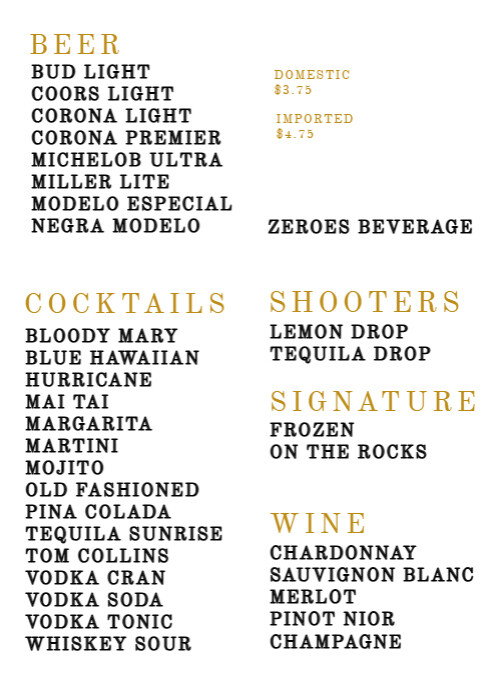 Bar wine and beer cocktail menu flyer | PosterMyWall