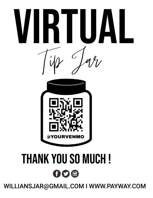 Copy of de virtual tip jar sign | PosterMyWall