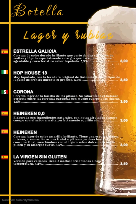 Copia de Beer Card Menu Template | PosterMyWall