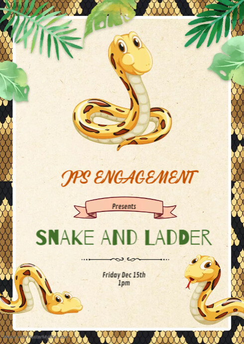 Cute snake birthday party invitation | PosterMyWall