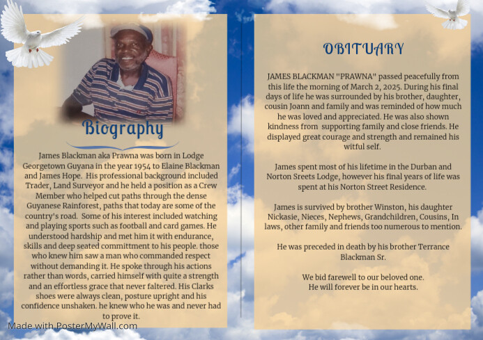 Copy of 2 - Funeral Program- inside cover | PosterMyWall