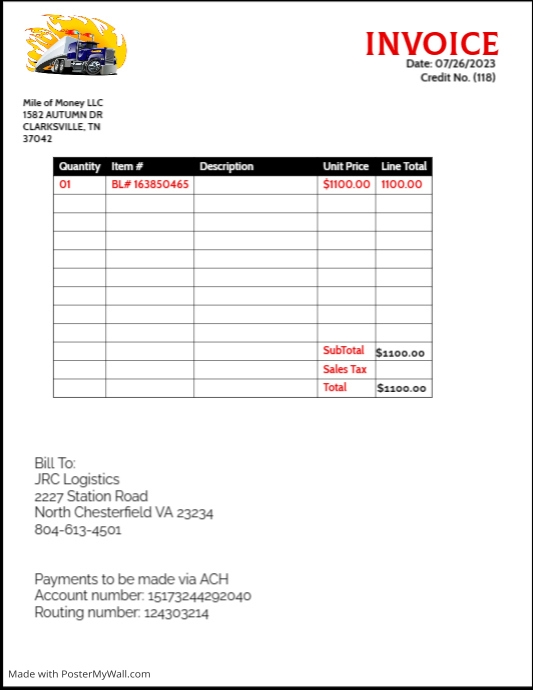 Credit Memo Invoice Template | PosterMyWall