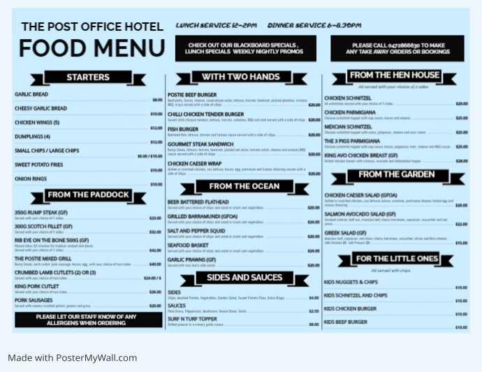 Food House Bar Restaurant horizontal menu | PosterMyWall