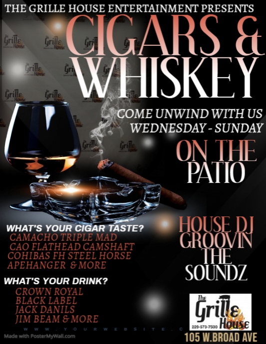 Copy of CIGAR & WHISKEY Flyer Template | PosterMyWall