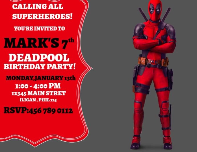 Deadpool | Birthday Invitation Template | PosterMyWall