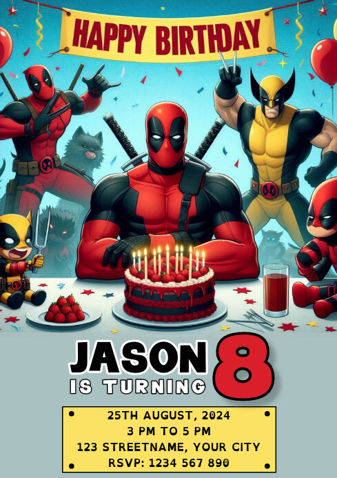 Deadpool and Wolverine Birthday Template | PosterMyWall