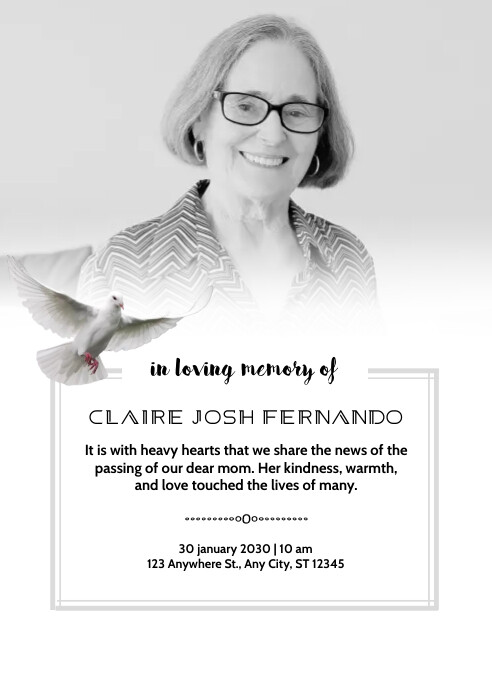 Death and Funeral Announcement Template | PosterMyWall