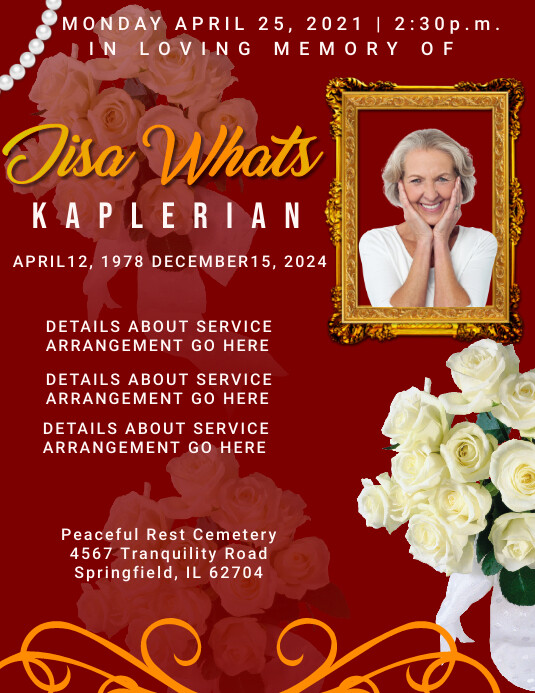 death anniversary announcement funeral flyer Template | PosterMyWall